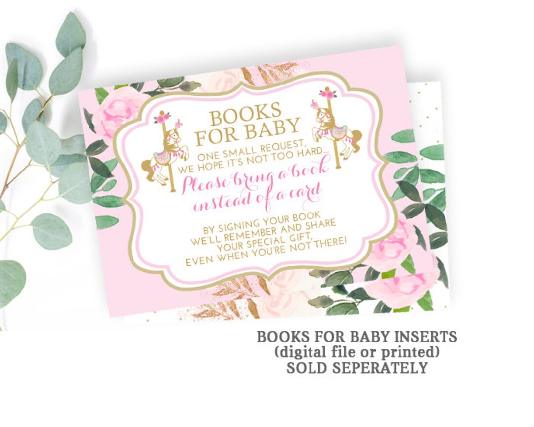 Carousel Baby Shower Bring a Book Insert to Match Carnival Baby Shower ...