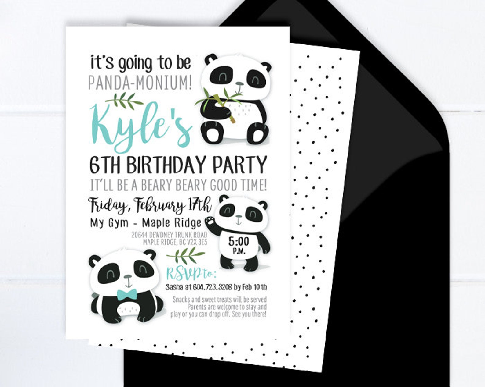 Panda Birthday Invitation Panda Invitation Panda Party - Etsy
