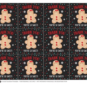 Gingerbread Birthday Favor Tag Printable Thank You Tag Cookie ...