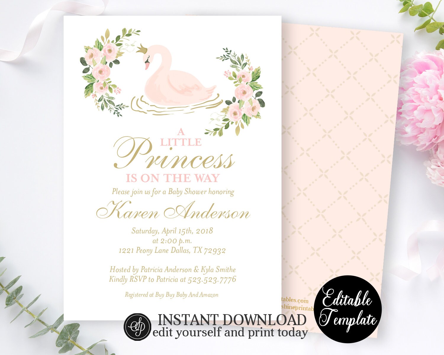 Swan Baby Shower Invitation KIT Swan Invitation Bundle Swan | Etsy