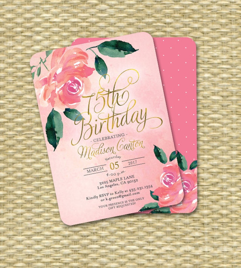 75th Birthday Invitation Adult Birthday Invitation Floral Etsy