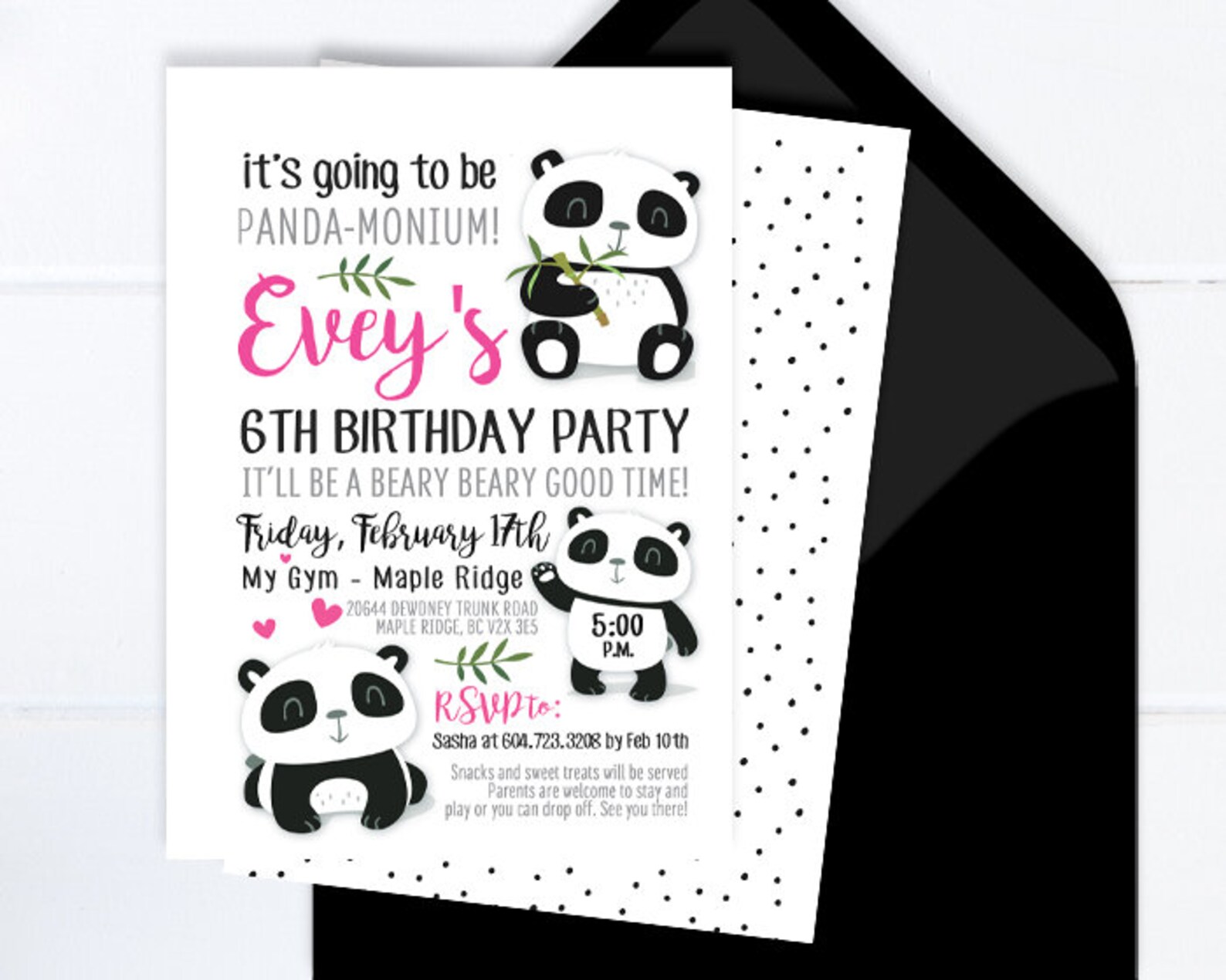 Panda Birthday Invitation Panda Invitation Panda Party - Etsy