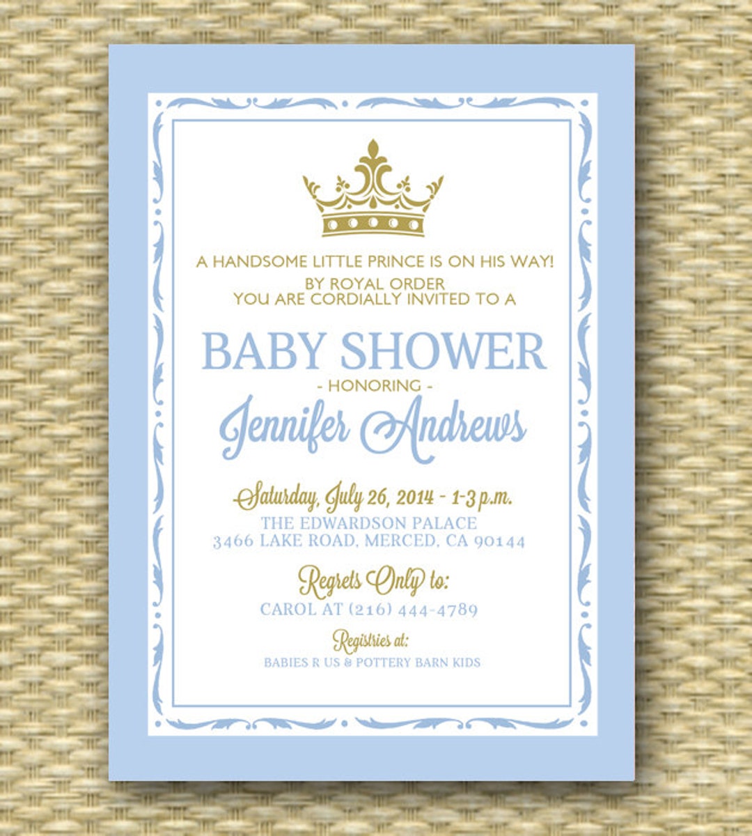 Printable Royal Baby Shower Invitation Royal Baby Boy Shower Little ...