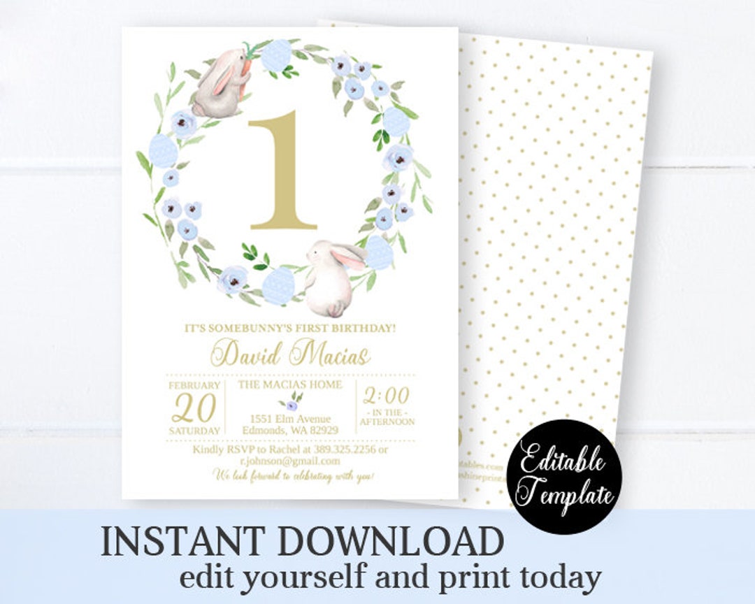 Some Bunny is Turning One Boy First Birthday Invitation - Etsy
