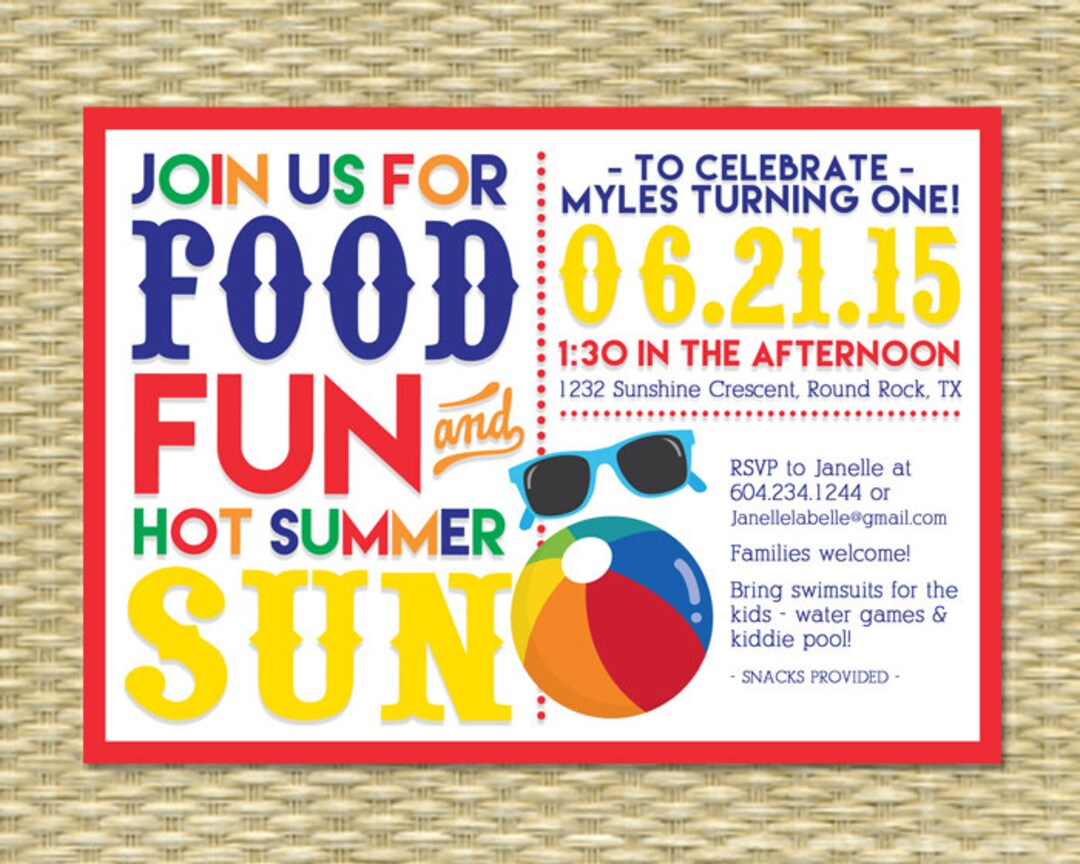 Kids Birthday Pool Party Birthday Summer Birthday Kids Beach Party ...