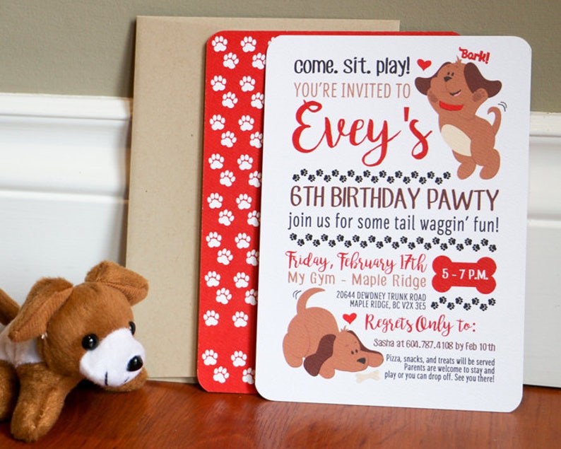 Puppy Party Invitation Puppy Invitation Come Sit Stay Dog | Etsy