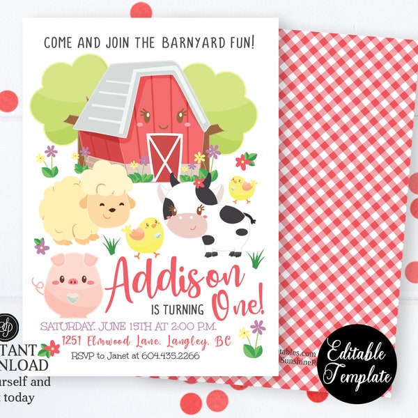 Barnyard Fun Birthday Invitation - Etsy