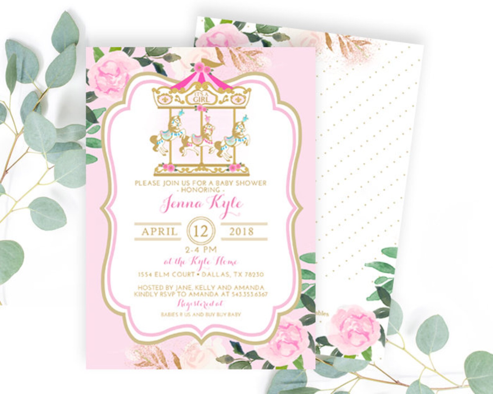 Vintage Carousel Baby Shower Invitation Girl Baby Shower - Etsy