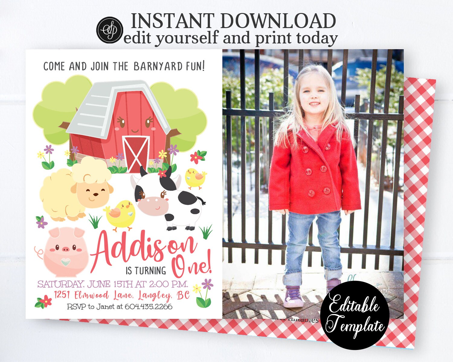 Farm 1st Birthday Invitation Barnyard 1st Birthday Invite | Etsy
