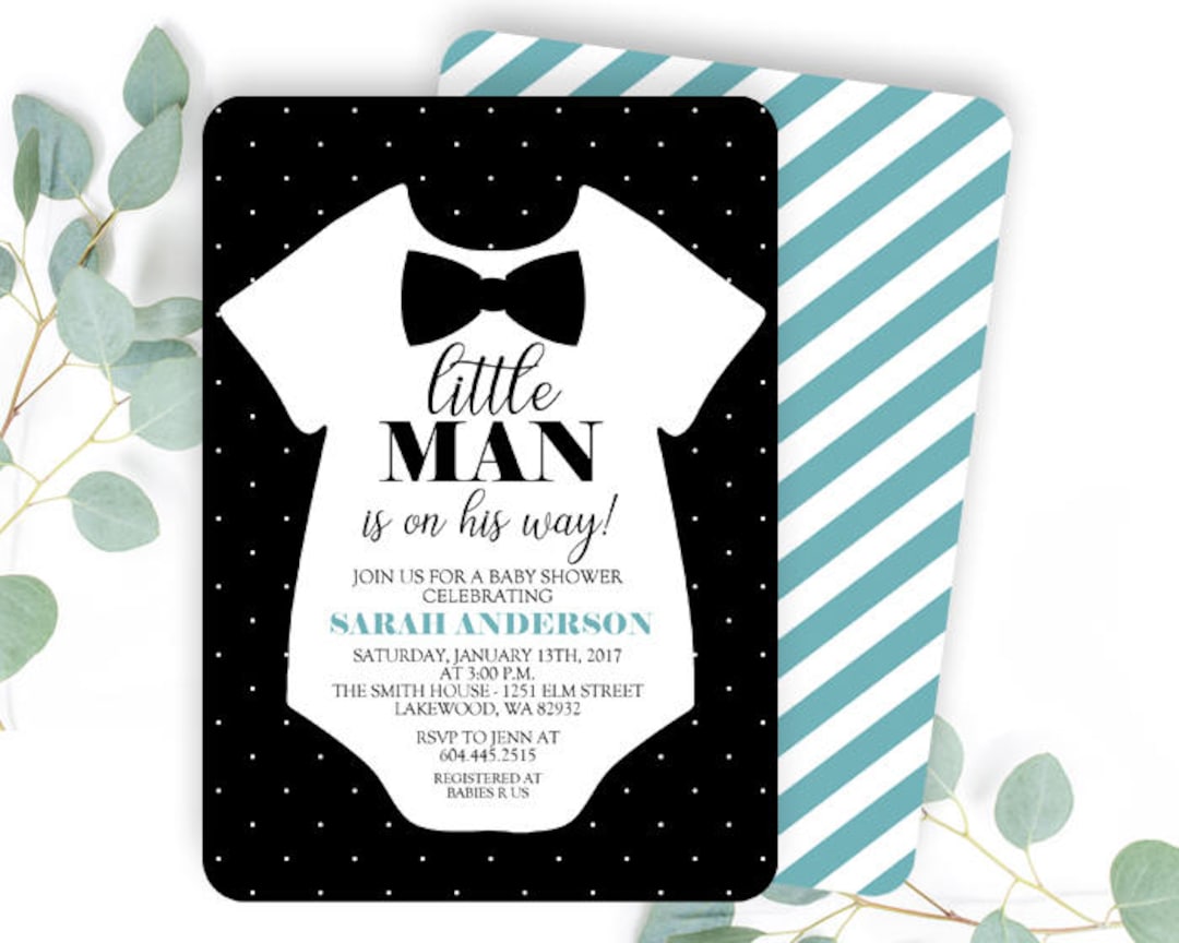 Little Man Baby Shower Invitation Little Man Shower Invite Boy Baby ...