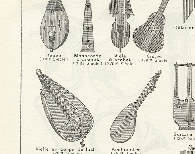 Antique Ancient Musical Instruments Print From 1938. | Etsy