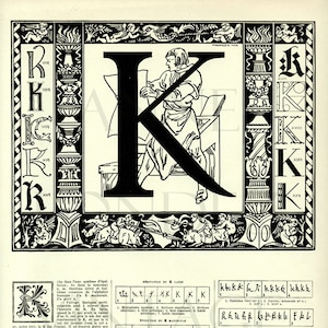 Letter K Poster, 1936 Vintage Initial K, Vintage Letter K, Antique ...