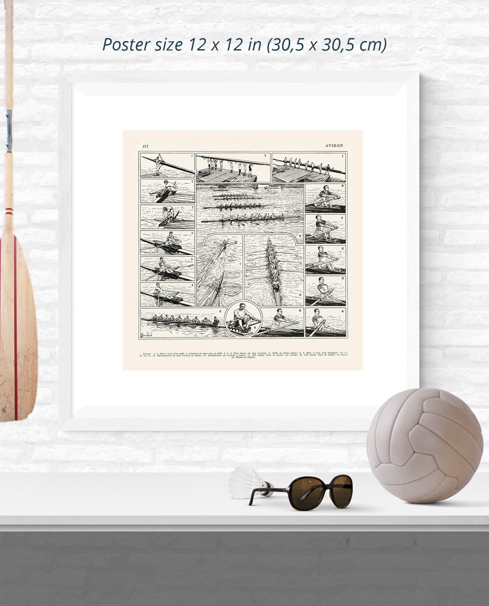 12x12 Large Rowing Poster for Vintage Rowing Decor. - Etsy