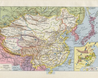 Educational Reference Map of China Pastel Colors Handmade With Numbered ...