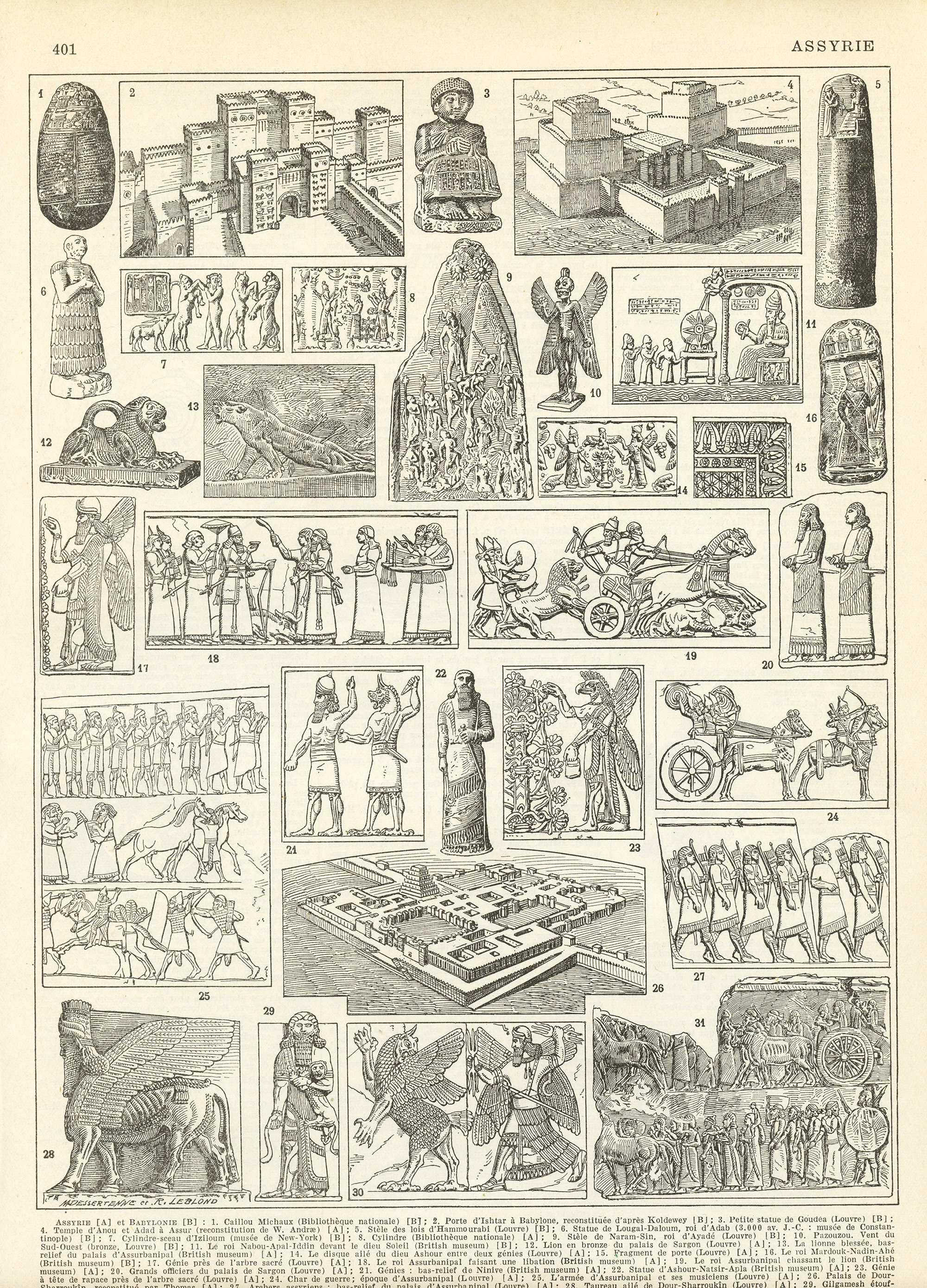 1936 Assyrian Art Print Antique Culture Poster. Assyrian History Print ...