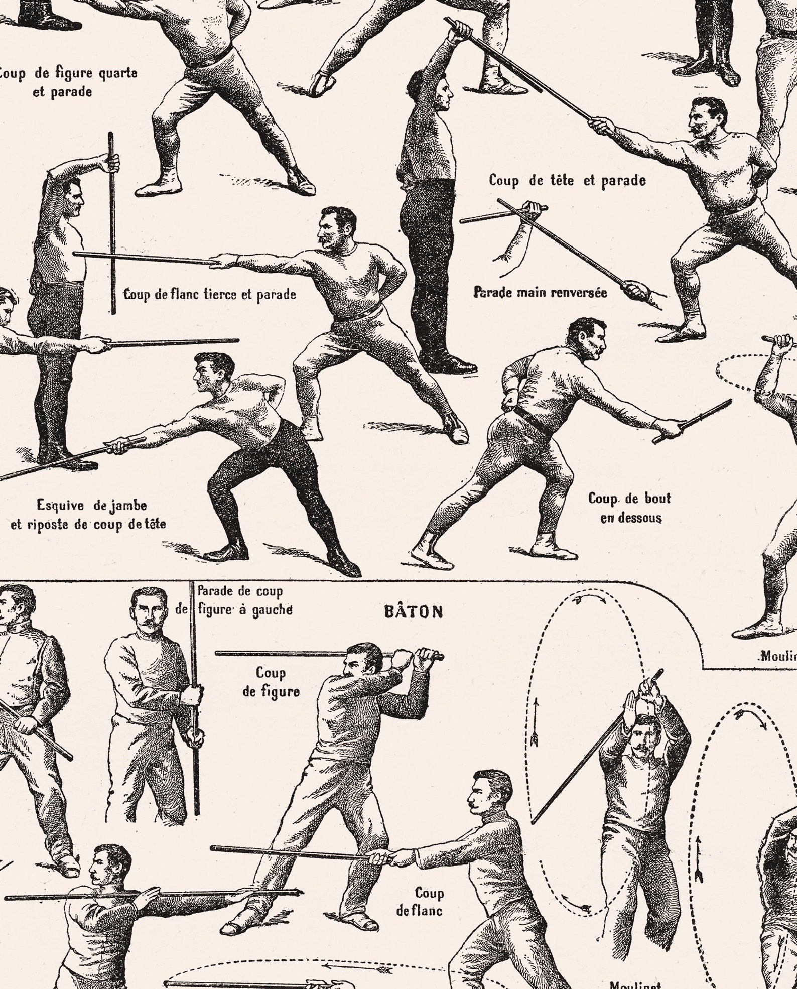 Large Stick Fighting Poster. Martial Arts Gift. Fencing Art. Combat ...