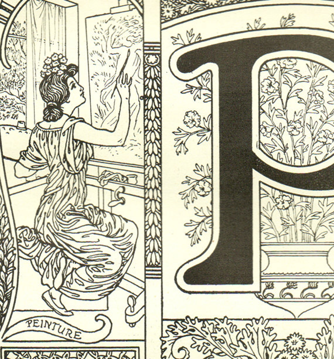 Letter P 1922 Vintage Poster Calligraphy Vintage Initial P | Etsy