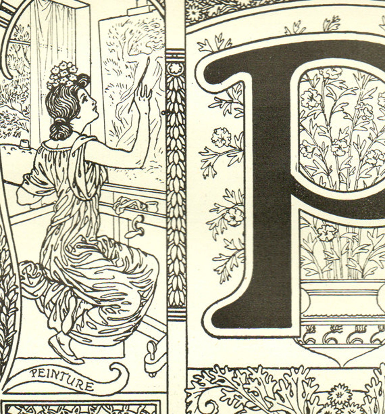 Letter P 1922 Vintage Poster Calligraphy Vintage Initial P | Etsy