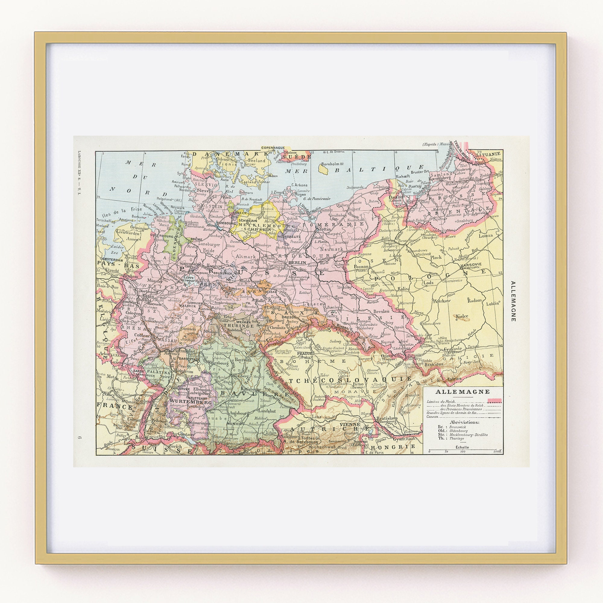 1936 Vintage Germany Map of Germany. German Lander Map. Antique Pre-war ...