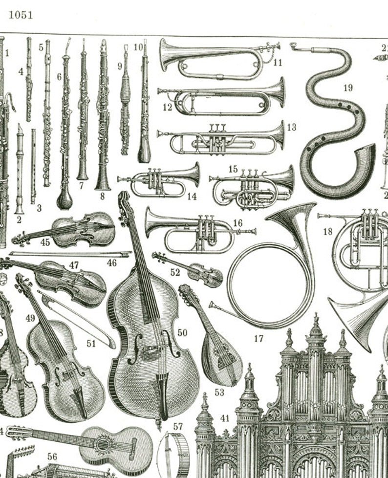 Musical Instrument Poster 1936 Vintage Music Print Gift for | Etsy