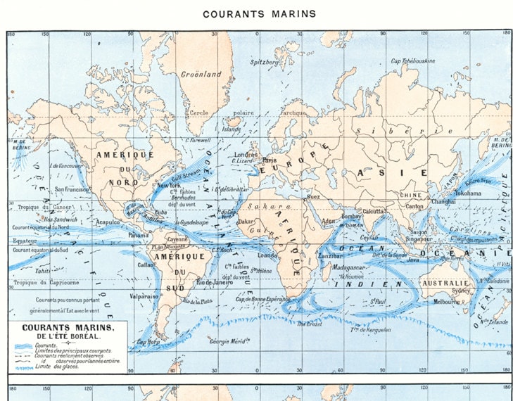 1936 Vintage Sea currents chart Oceanography poster Marine | Etsy