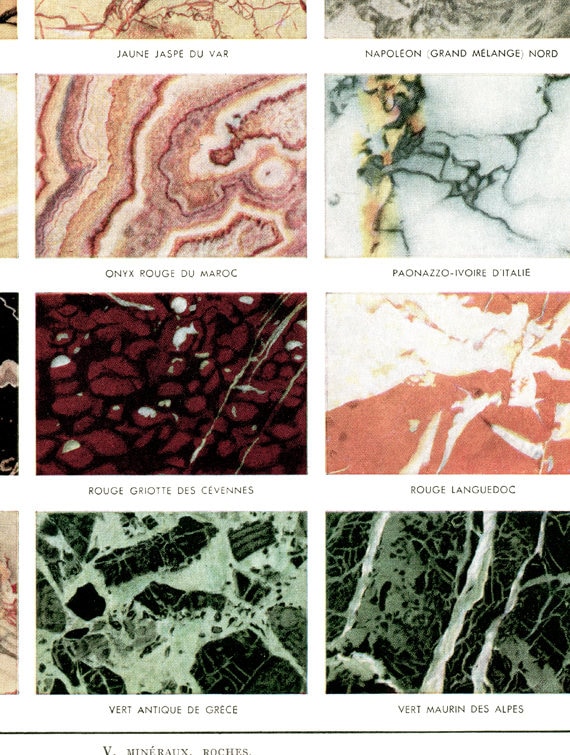 Antique Marble Types Chart Print From 1948. Minerals Poster. Mineralogy ...