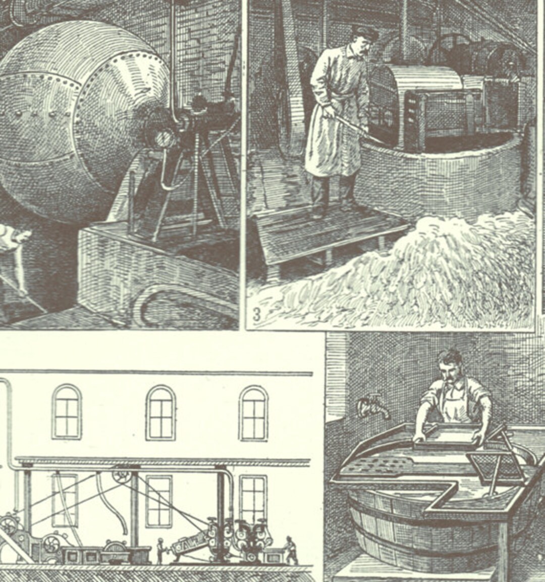 Paper Making Poster 1922 Vintage Papermill Print Vintage French Wall ...