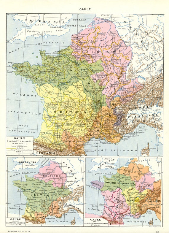 Carte De La Gaule Old Map Of Ancient Gaul By N. Sanson D'Abbeville