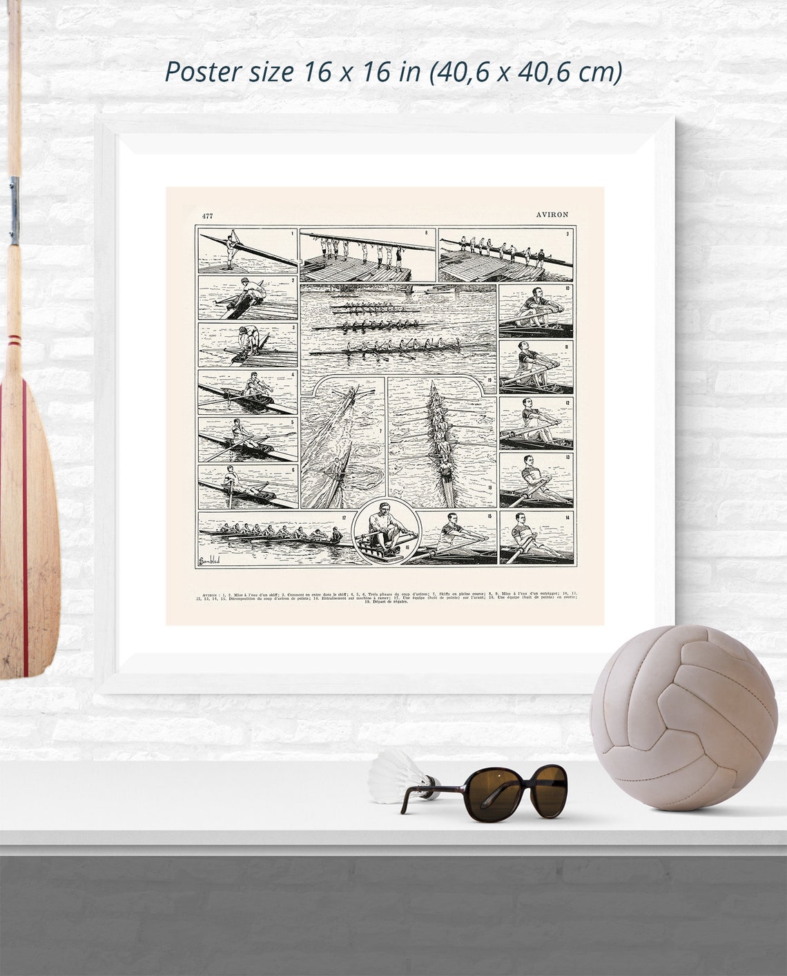 12x12 Large Rowing Poster for Vintage Rowing Decor. - Etsy