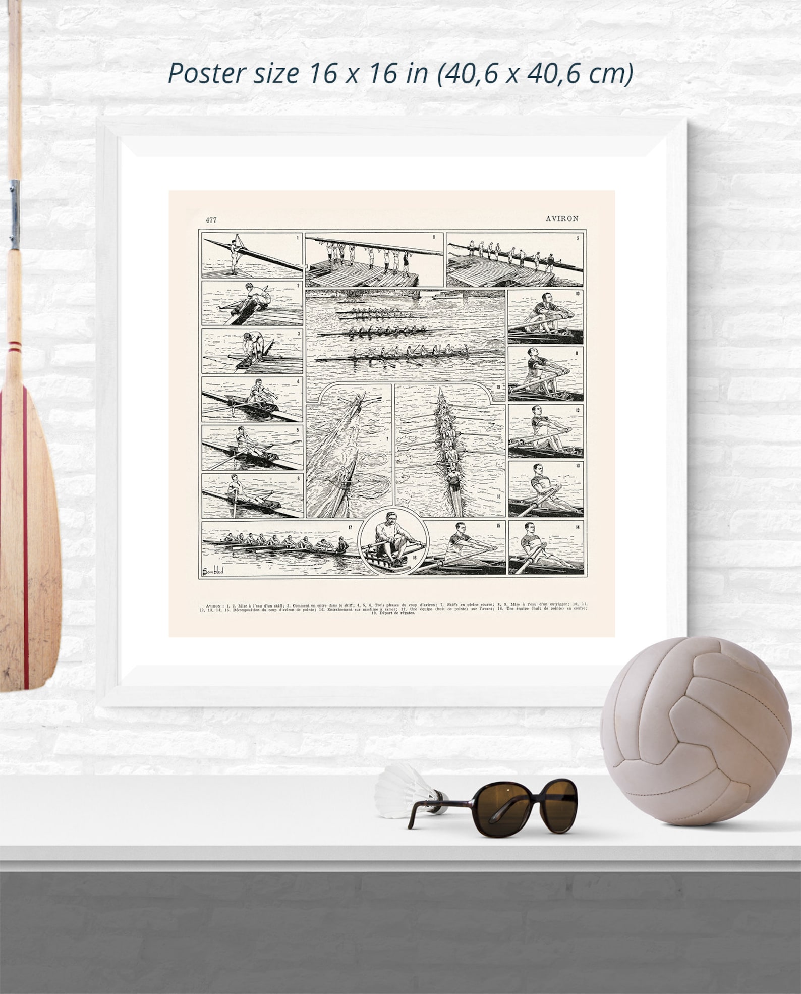 12x12 Large Rowing Poster for Vintage Rowing Decor. - Etsy