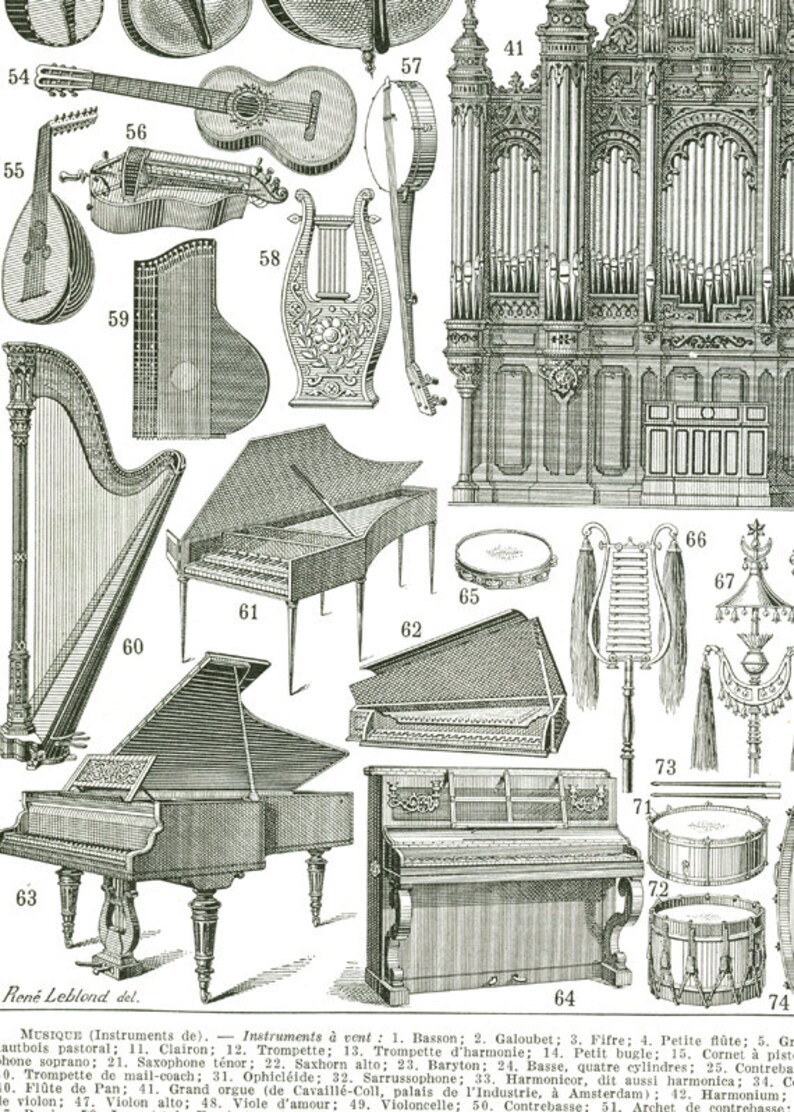 Musical Instrument Poster 1936 Vintage Music Print Gift for - Etsy
