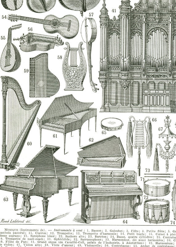 Musical Instrument Poster 1936 Vintage Music Print Gift for | Etsy