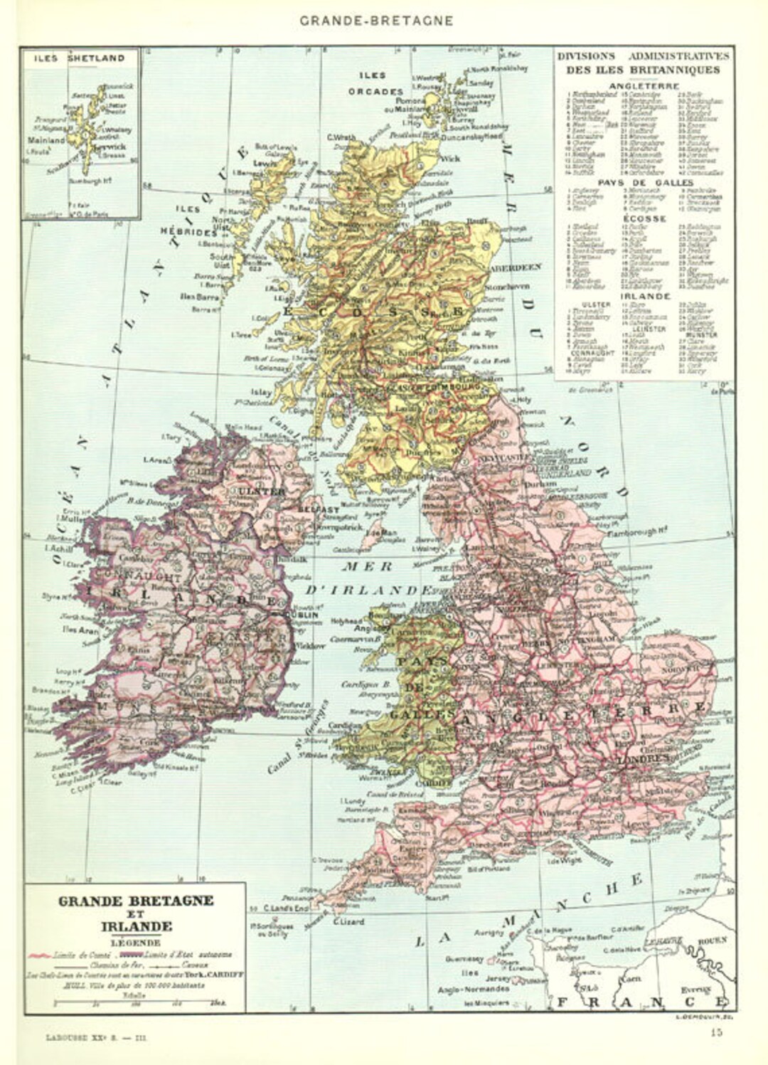 1936 Great Britain & Ireland Map for Vintage British Isles Wall Decor ...