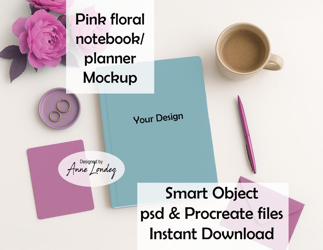 Notebook or Planner Mockup for Procreate & Smart Object Photoshop Psd ...