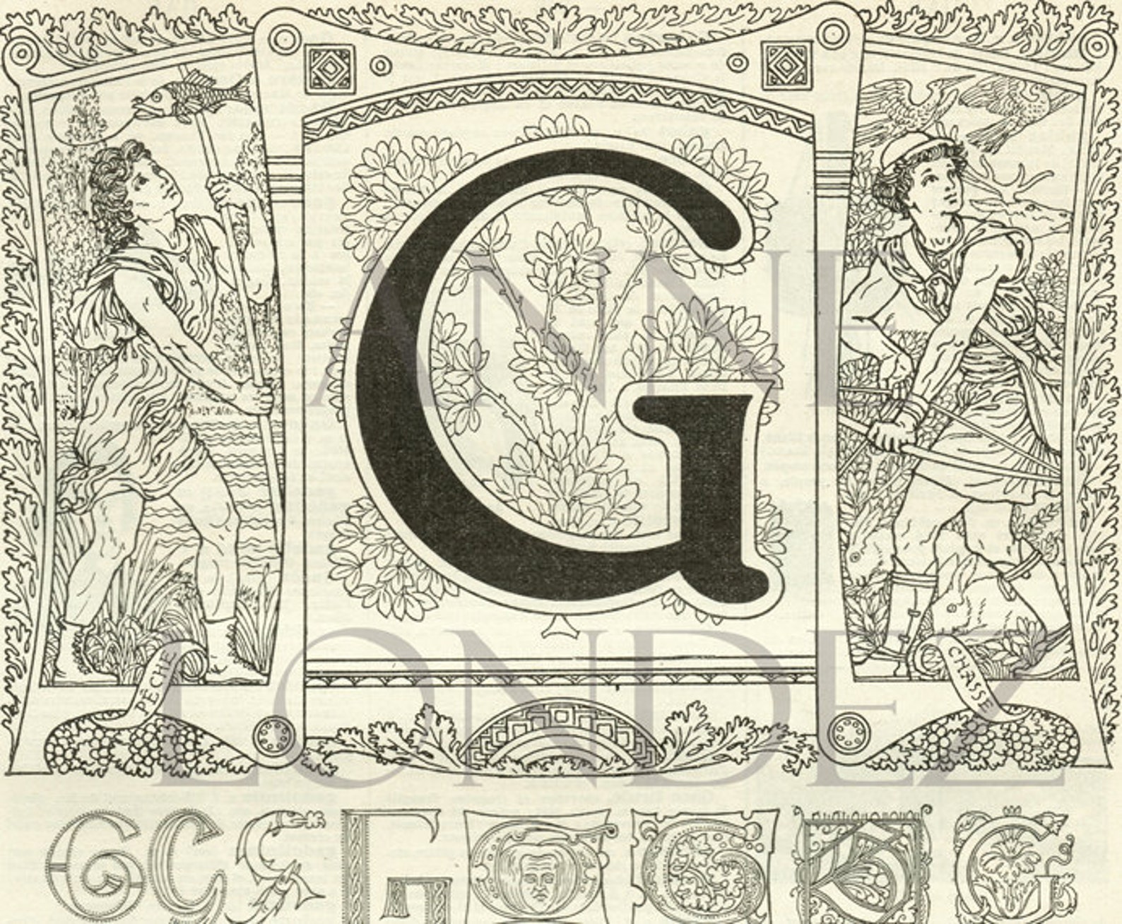 Letter G 1922 Vintage Door Decor Vintage Alphabet Letter G ABC Monogram ...