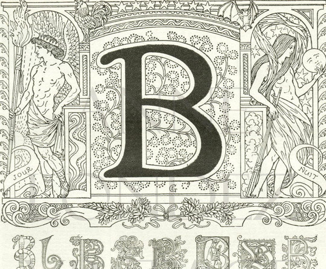 Antique Letter B Wall Art 1908 Vintage Initial B Monogram - Etsy