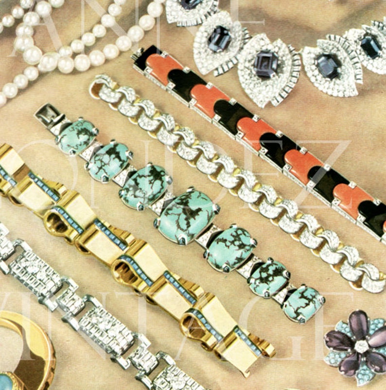 1948 Vintage Jewelry Print Antique Jewelry Poster Diamond - Etsy
