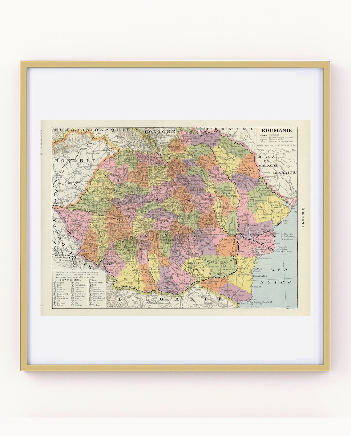 Vintage Romania Map From 1936. Vintage Romanian Gift Wall | Etsy Australia