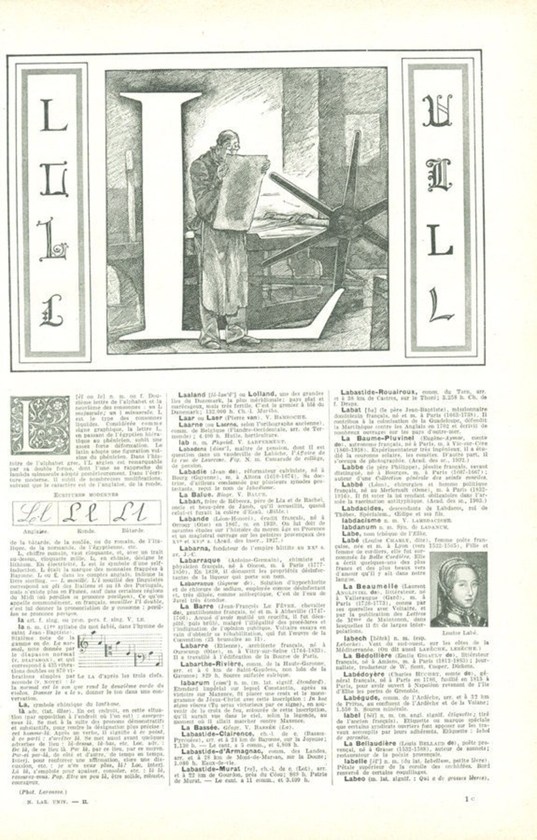 1948 Antique Initial Letter L Print for Office Door Decor. Vintage ...