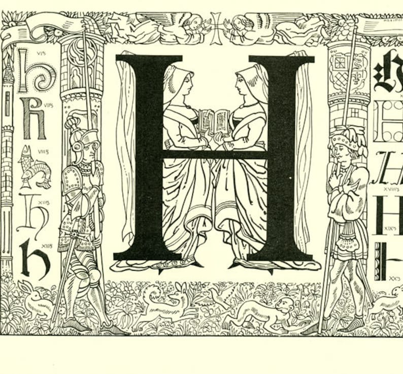 Vintage Letter H 1936 Initial H Monogram Initials Vintage H | Etsy