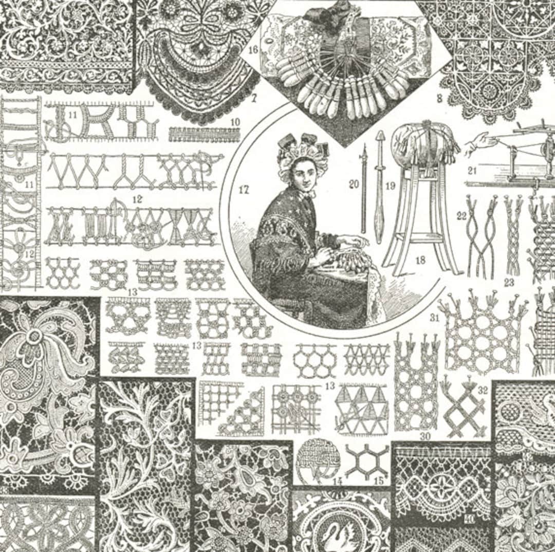 1922 Vintage Lace Making Poster. Lacemaking Illustration Print ...