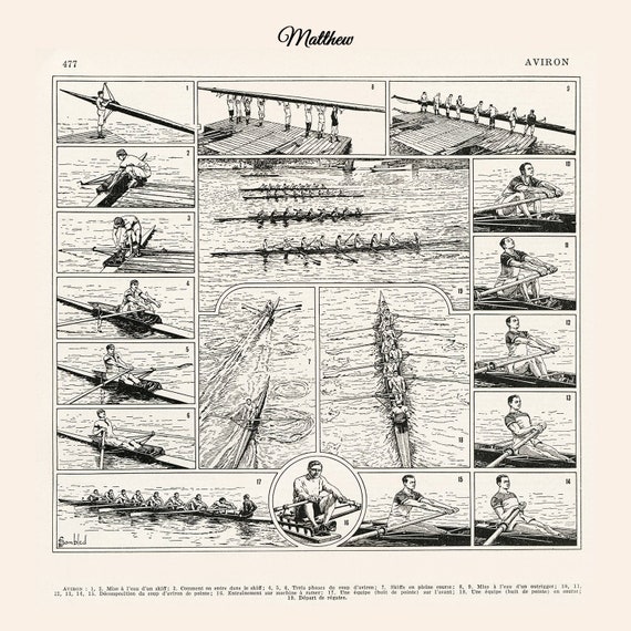 Large personalized rowing art. Vintage rowing poster Rowing | Etsy