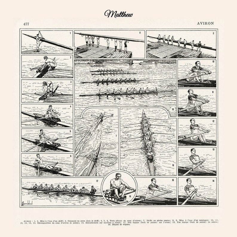 Large personalized rowing art. Vintage rowing poster Rowing | Etsy