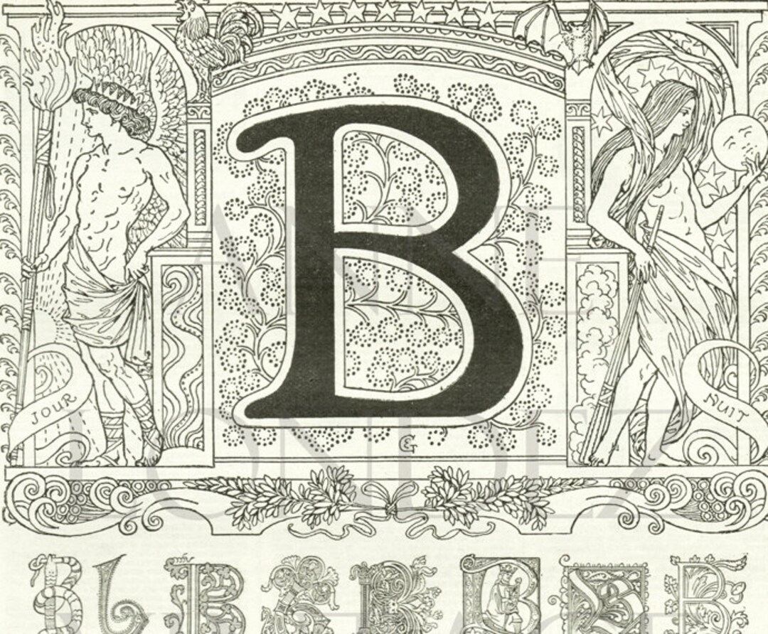 1922 Letter B Vintage Monogram Initial for Office or Bedroom Door Sign ...
