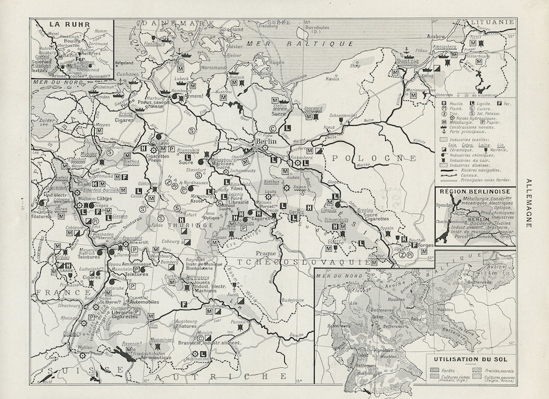 1936 Vintage Germany Map of Germany. German Lander Map. - Etsy