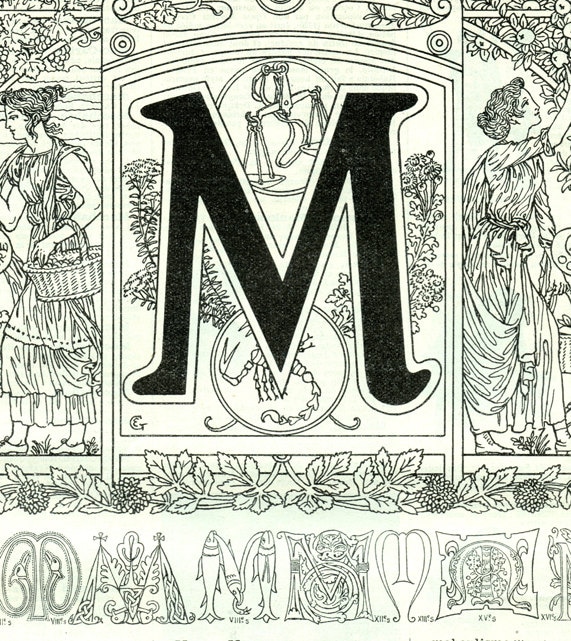 Vintage Letter M Print, 1922 Monogram Initial. Antique Old ABC Alphabet ...