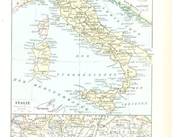 Vintage Italy Map Original 1920s Italy Framed Map Rustic - Etsy