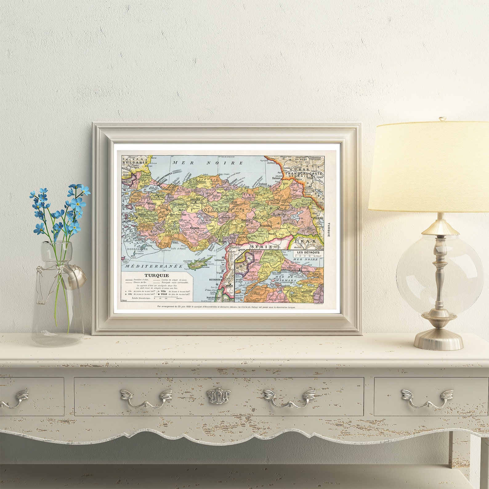 Small Antique Map of Turkey From 1936. Vintage Map Decor. | Etsy