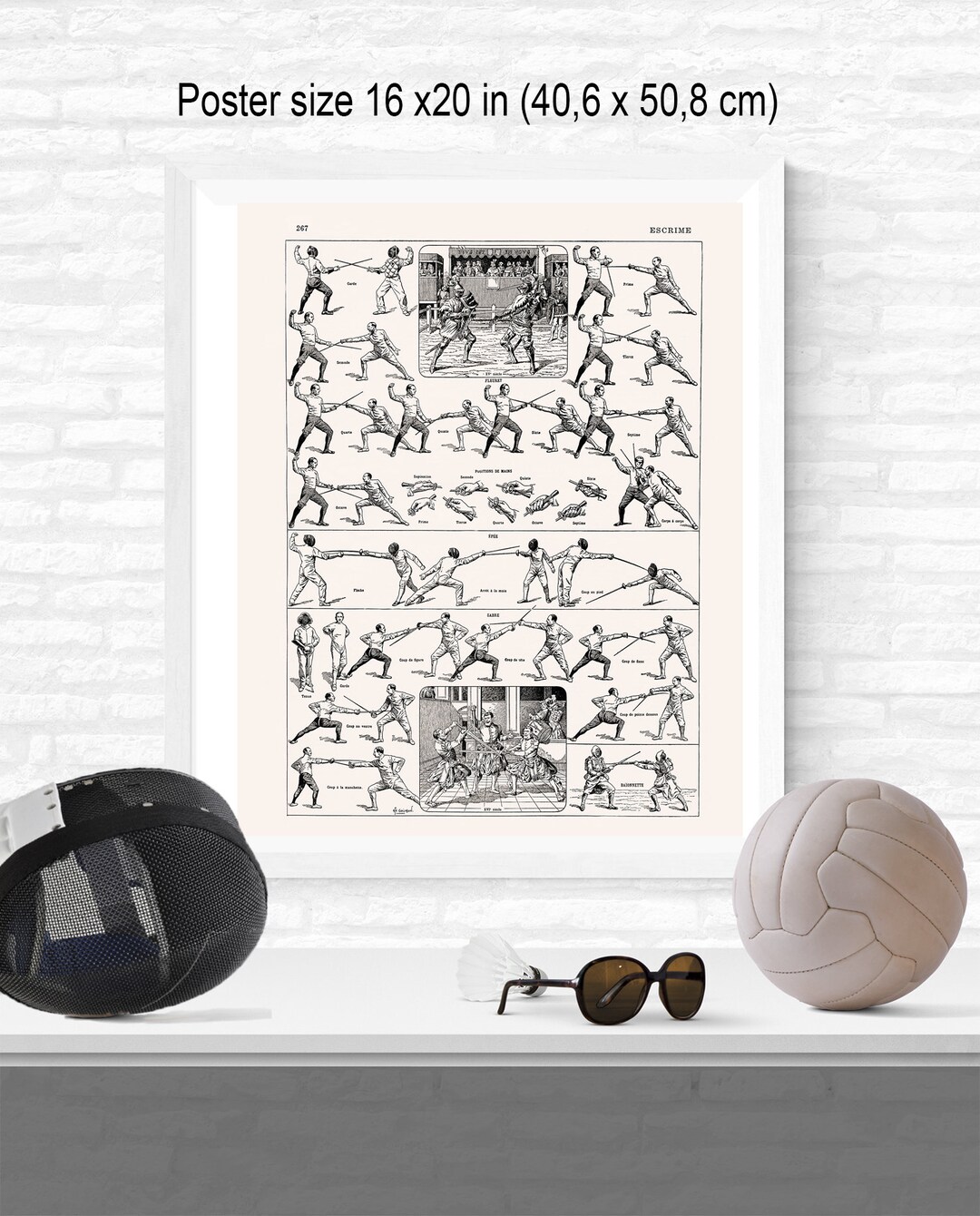 16x20" Fencing Poster for Vintage Fencing Decor. Fencing Wall Art for ...