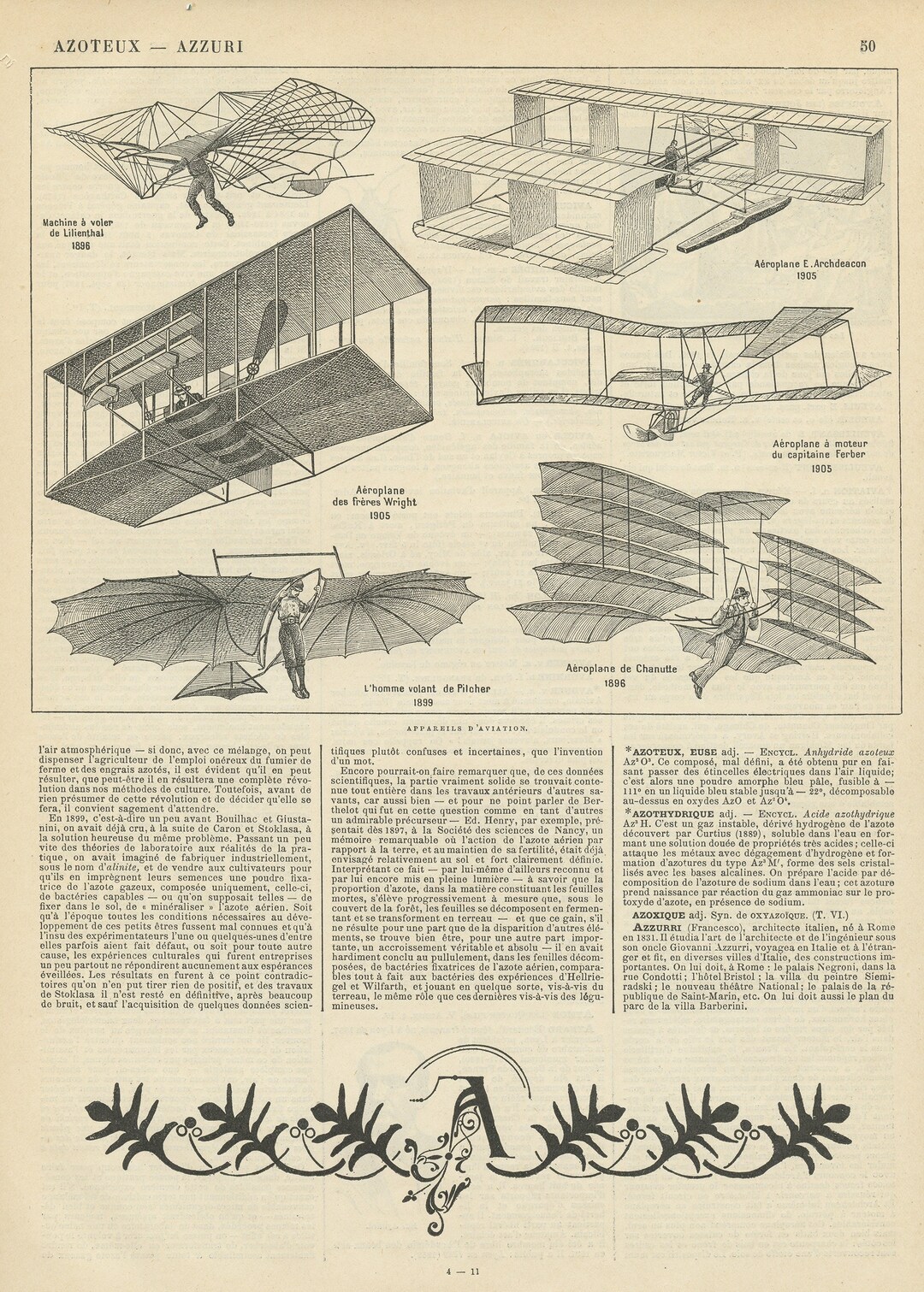 1897 Antique Airplanes Print for Vintage Flying Wall Decor. Old Aeroplanes Poster. Pilot ...
